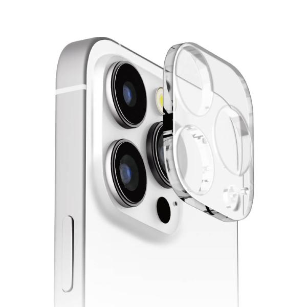 iPhone本体カラーを活かすフルクリアタイプのiPhone 16 Pro / 16 Pro Max 3眼カメラ用 カメラフルプロテクターです。光線透過率96%の表面硬度10H光沢ガラスと薄くて耐久性に優れたアクリル素材で一体成形されており...