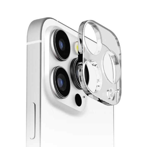 カメラレンズ周りをキズから守るiPhone 16 Pro / 16 Pro Max 3眼カメラ用 カメラレンズフレーム クリアです。iPhone本体の美しさを活かすクリアタイプ。カメラレンズ部分が空いている為、撮影時の画質に影響がありません...