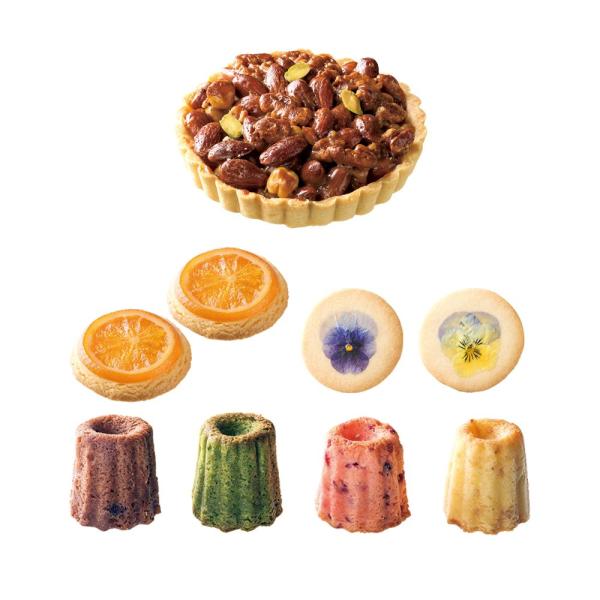 ナッツの香ばしさや、ほどよい甘さを引き立てるフルーティな味わいを合わせたアソートです。【ヘーゼルナッツキャラメルタルト】ヘーゼルナッツ、アーモンド、くるみを贅沢に使用したタルト。キャラメルで包んだはちみつの優しい甘さとナッツの香ばしさが一口...