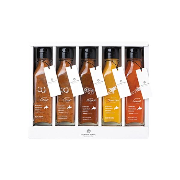 野菜ドレッシングオニオン120ml×2、野菜ドレッシングパンプキン120ml×1、野菜ドレッシングスイートコーン120ml×1、野菜ドレッシングキャロット120ml×1北海道の美味しい野菜で作ったドレッシング