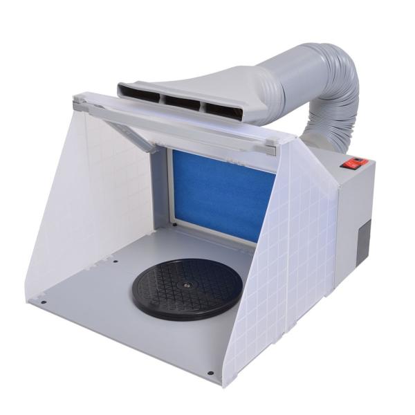 塗料のニオイを吸って外に出す！さらにLEDライトがついて作業しやすいブースです。プラモデルの塗装に使用するラッカー系などの塗料は、使用するとき換気が必須です。換気に気を付けて、塗料がついても大丈夫な場所で…となるとなかなか困りませんか。出来...