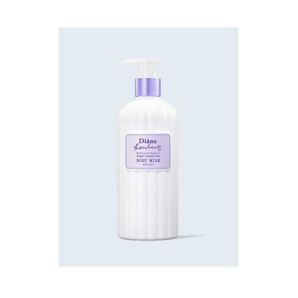 ●90％以上天然由来成分配合。濃密保湿でもっちり肌へ導くボディミルク。●ナイトドリームティーの香り。●シアバター、アルガンオイル、モモセラミド 配合