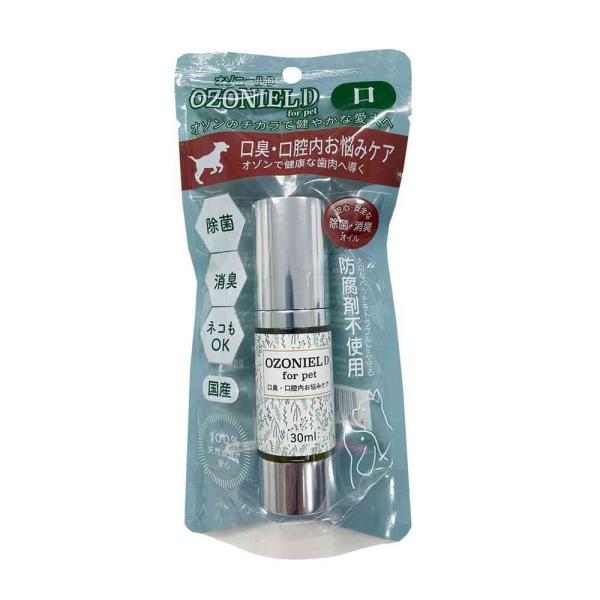 主成分はオゾン化オリーブ油です。オゾンの消臭・除菌力で、口腔内を清潔を保ち、歯石や口臭を予防します。【使用方法】1日に1回〜2回程度、変色部分の被毛に本品を適量垂らし、よく塗り込んでください。