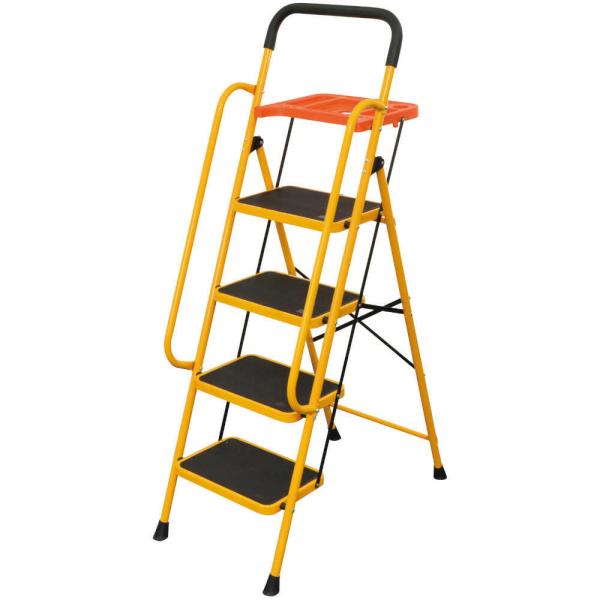 両手すりが付いて昇り降りが安心！●荷物や工具などが置ける便利なトレー付き●折りたたんでコンパクトに、スッキリ収納●使いたい時にサッと広げて使えるから便利●一部組立式 ※両手すりはネジで本体に取り付ける必要があります。