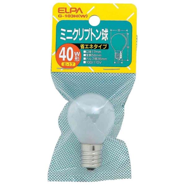 ●40W形省エネタイプ●消費電力38Wで40W相当の明るさが得られます。（メーカー比）●アルゴンガスよりも熱伝導率の低いクリプトンガスの封入で長寿命を実現した電球です。外径のコンパクト化によってスポットライト、ダウンライトなど幅広く使用でき...