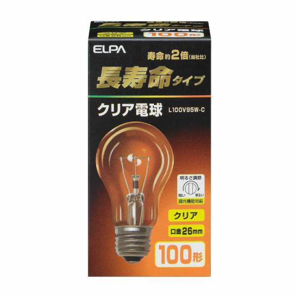 ●寿命約2倍（朝日電器比）●玄関、洗面所やトイレに最適●調光機能対応●キラキラした輝きの強い光が得られるバルブが透明の電球です。■定格電圧：100V■定格消費電力：95W■定格寿命：2,000時間■本体サイズ：全長110×バルブ径60（mm...