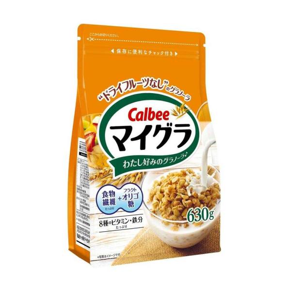 「マイグラ」はオーツ麦と4種の穀物を丁寧に焼き上げたドライフルーツなしのグラノーラ！グラノーラ生地のほのかな甘さと香ばしさ、ザクザクとした抜群の噛み応えをお楽しみください。