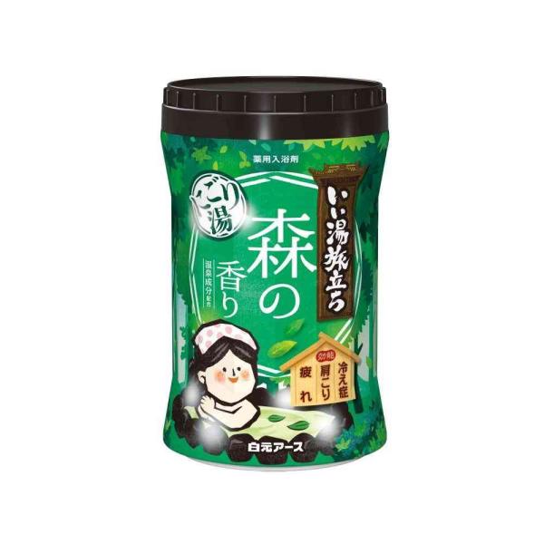 風情漂う香りと乳緑色の湯色で、にごり湯の温泉気分を楽しめます。温泉成分が温浴効果を高めて血行を促進し、疲労回復や肩のこり等に効果があります。チンピエキス・トウキエキス（保湿成分）配合。森の香り。