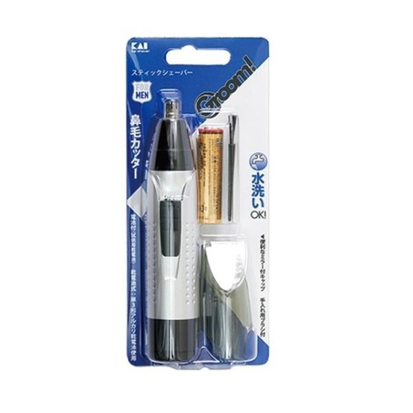水洗い可能な電動鼻毛カッター。便利なミラー付キャップ、お手入れブラシ付。