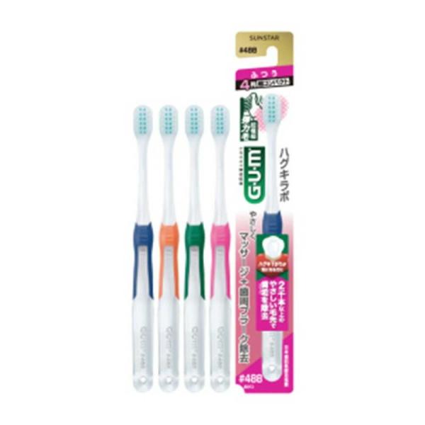 先端が3本に分かれた独自の超極細【弾力毛】が歯周プラークを除去しながらも、ハグキへのあたり心地の良さを実現。歯科衛生士との共同開発ハンドルは奥歯に届きやすい設計。4列超コンパクトヘッド。ふつう。
