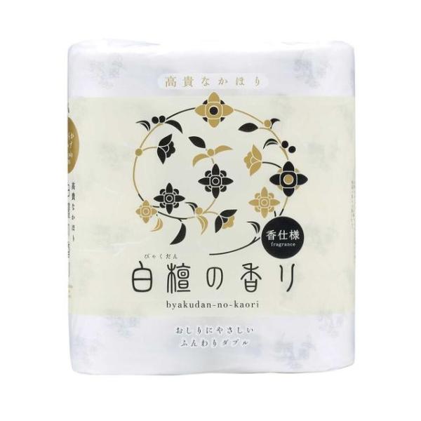 ■「白檀」の香りでトイレを癒し空間に■拭き心地やわらかいプリント柄入りトイレットロール