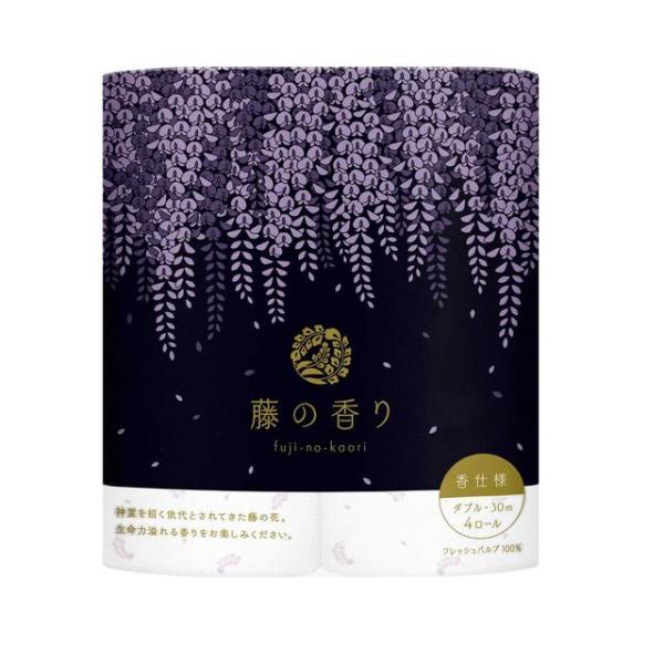 ■「藤」の香りでトイレを癒し空間に■拭き心地やわらかいプリント柄入りトイレットロール