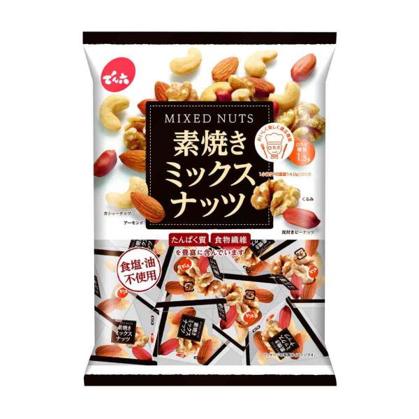 アーモンド・くるみ・カシューナッツ・ピーナッツの4種ミックスです。油と食塩を使わずに仕上げ、素材そのもののおいしさが味わえます。美容や健康に効果が高い、鉄分・ビタミンE・食物繊維が豊富。個包装なので持ち運びに便利です。