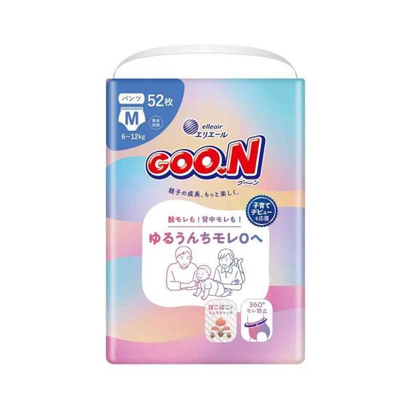 ●ゆるうんちモレ0へ！（1）ぽこぽこでうんちキャッチ（2）360度モレ防止（3）たっぷりパワフル吸収●装着ストレス0へ！ふわふわのびーるウエスト●おむつ替えも親子の大切な時間に●保湿成分配合で肌にやさしい●最長12時間たっぷり吸収で朝までモ...