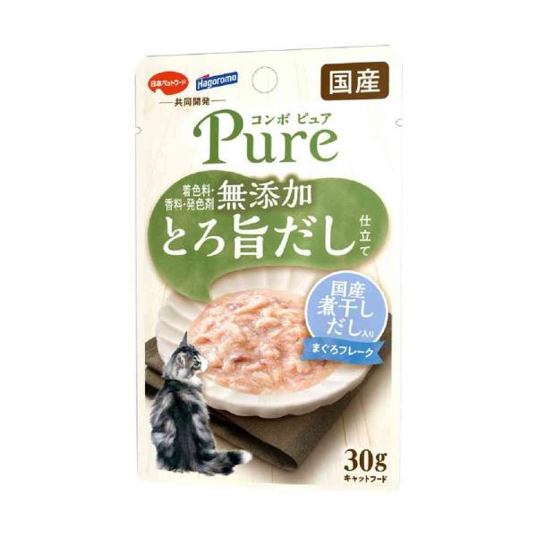 着色料・香料・発色剤無添加のピュアなおいしさ。まぐろフレークのうまみ引き出す国産煮干しだし入り。