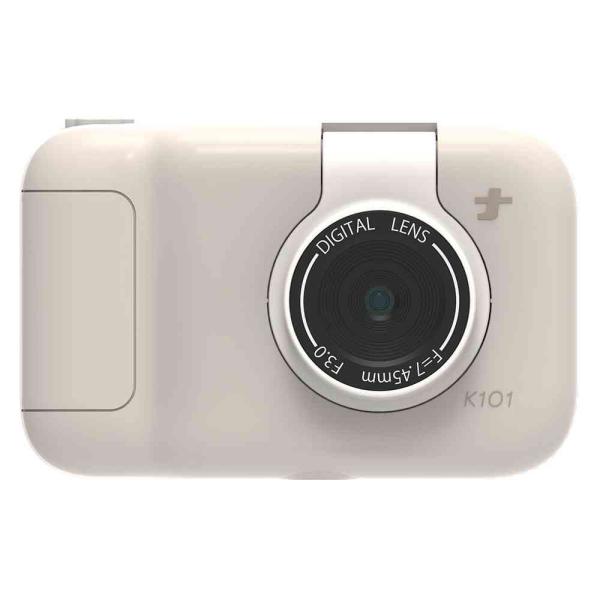 くすみカラーとコロンとしたフォルムが可愛いキッズカメラ。レンズ部分が反転して内カメラになるので自撮りも可能です。動画撮影もOK。2.4インチモニター付。