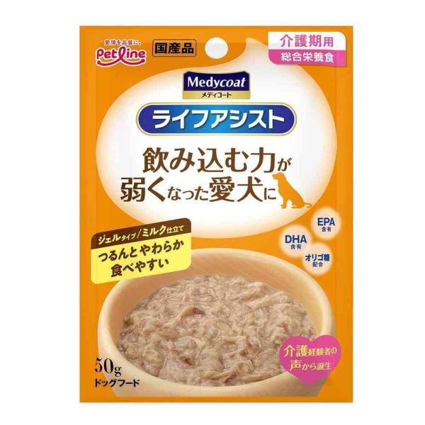 介護経験者の声から生まれたウェットフード。老齢期や手術後などの愛犬の健康維持と、使いやすさに配慮。スープ、ジェル、ペーストと介護状態に応じた食べやすさと風味を考えた3タイプをご用意。