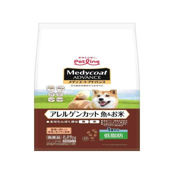 主なたんぱく源を魚と米にすることで、食物アレルギーに配慮。1歳からの肥満傾向の愛犬や避妊、去勢した愛犬の健康維持に配慮し、脂肪分とカロリーを調整。