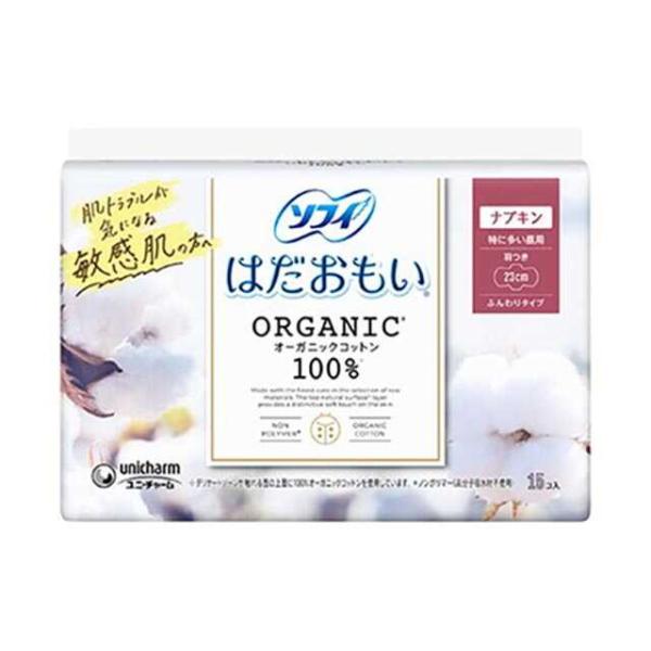 デリケートな肌が触れる面の上層に１００％オーガニックコットンを使用しています。ふつう用ナプキン オーガニックコットンはだおもい ふつう用ナプキン