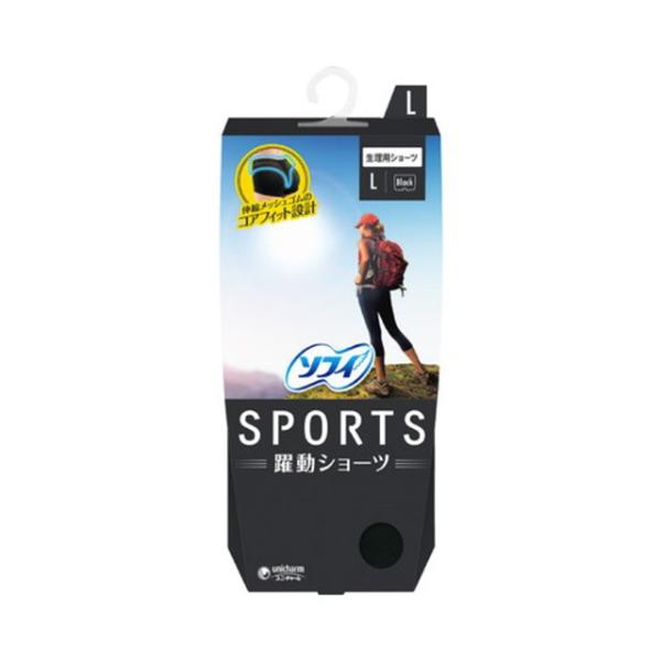 ソフィＳＰＯＲＴＳシリーズ生理用品のショーツです。伸縮メッシュゴムコアフィット設計で日常のシーンはもちろんスポーツ時もナプキンのフィット性を維持します。ソフィショーツ