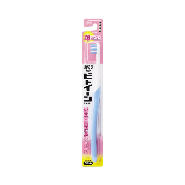 (1)大きい山切りカットが奥歯の歯間、小さい山切りカットが細かい歯間にフィット。すみずみまで歯垢を除去できます。(2)ソフトラバーハンドルなので握りやすく、適度な「しなり」が生じてみがきやすいです。