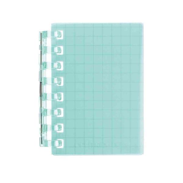 大人気のオープンリングノートにコンパクトなミニサイズが新登場！とじ具が開いてリーフの交換ができるミニサイズの可愛いノート。表紙は淡くおだやかな全10色。小さくて可愛い手のひらサイズのノートで、ちょっとしたメモ書きに便利です。透明のポーチに入...