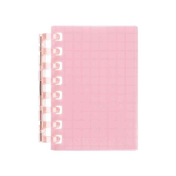 大人気のオープンリングノートにコンパクトなミニサイズが新登場！とじ具が開いてリーフの交換ができるミニサイズの可愛いノート。表紙は淡くおだやかな全10色。小さくて可愛い手のひらサイズのノートで、ちょっとしたメモ書きに便利です。透明のポーチに入...