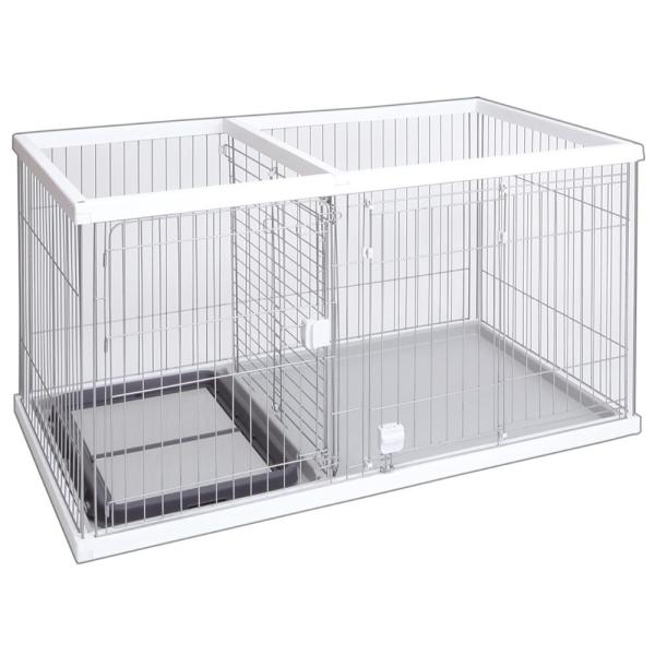 ・トイレと住居スペースを区切れるから、トイレの場所を覚えやすい！・住居側は横スライドドアで開閉がスムーズ。・トイレ側はドアが大きく開き、ワンちゃんの出入りやシーツ交換もラクラク！・小型犬〜中型犬向き。