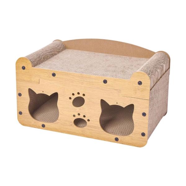 ・インテリアに馴染みやすく猫ちゃんの隠れ家に最適な段ボールつめみがきハウスです。・研ぎ心地バツグンな段ボールを使用。・上部が取り外せて中の掃除もらくらく。●適応体重：〜8kg