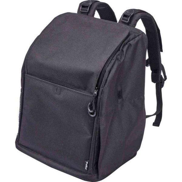 前にカバーが開くので前抱えした時にジャマにならない。カバーを開くと大きなメッシュ窓付。中敷カバーは丸洗いできるので、いつも清潔。汚れがつきにくい底鋲や収納ポケットついているので、お出かけにとっても便利。・適応種：超小型犬〜小型犬(〜8kg)