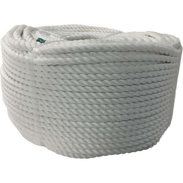 ●酸・アルカリ・海水などに強く、耐候性に優れ摩擦にも非常に強く、強度に優れたロープです。●色：白●線径（ｍｍ）：１２●長さ（ｍ）：２００●包装形態：バンド掛巻　質量16kg