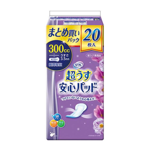 超うすだから、つけていないような心地よさ！・同じ枚数を重ねた場合、一般的な軽失禁パッドと比べて　二分の一以下の薄さ。・トリプル消臭　脱臭シート　：においを吸着し、閉じ込めます。　銀イオン　　：においのもととなる菌の増加を抑制します。　消臭ポ...