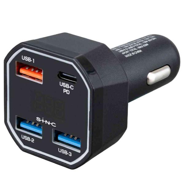 ●USB Type-C・Type-Aの急速充電ポートがそれぞれ1つ、他USB Type-Aポートが2つ、計4ポートのパワープラグです。●レインボーLEDリングが車内の雰囲気を煌びやかに演出します。●リアルタイム電圧表示で車のバッテリー電圧を...