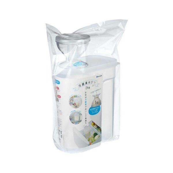 お米をおいしく保存するなら冷蔵庫がおすすめ！容量2kgのコンパクトタイプお米の計量もキチンと量れる冷蔵庫米びつ！●とっくり型カップのフチまで注げば１合！（１合の誤差は最小限！）●冷蔵庫の野菜室やドアポケットにも収まる●冷蔵室棚へは横置きにも...