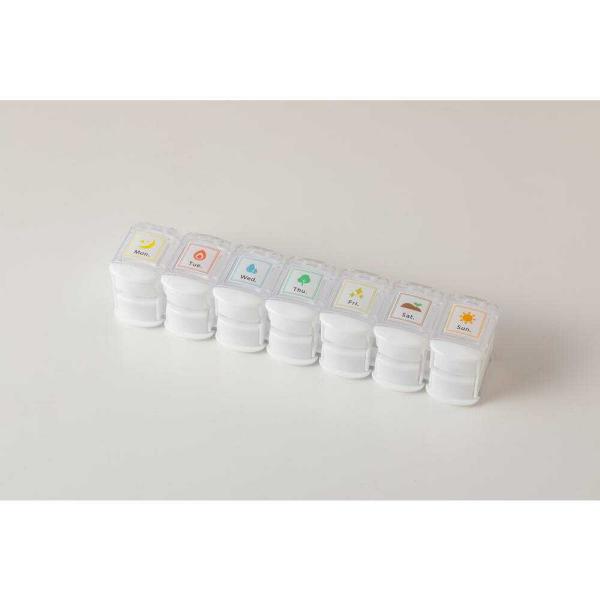 お薬の飲み忘れをしやすいお子さまやご高齢の方のお薬管理にぴったりなピルケースです。1日分ごとにしっかりとお薬を管理しておきたい方に。目に見える管理で服用忘れや誤飲防止に！月〜日まで用意できるピルケース。薬,ドラッグ,ピルケース