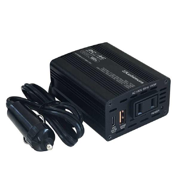 ●車のDC12VのDCソケットから家庭用AC100Vに変換できるインバーター。●定格／最大150WまでのAC100V機器（携帯電話・スマートフォン充電器、デジタルビデオカメラ、ポータブルDVDプレーヤー、ノートパソコン等）を車内で使用するこ...
