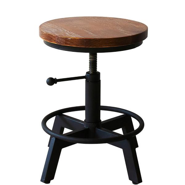 工業製品のような重厚さを活かしつつ、日常で使えるようにデザインされた「INDUSTRIAL（インダストリアル）」シリーズのスツール。天然木を使用を使用した座面と、スチール製の太めの脚部がお部屋に重厚感を与えてくれます。高さを40〜52.5c...