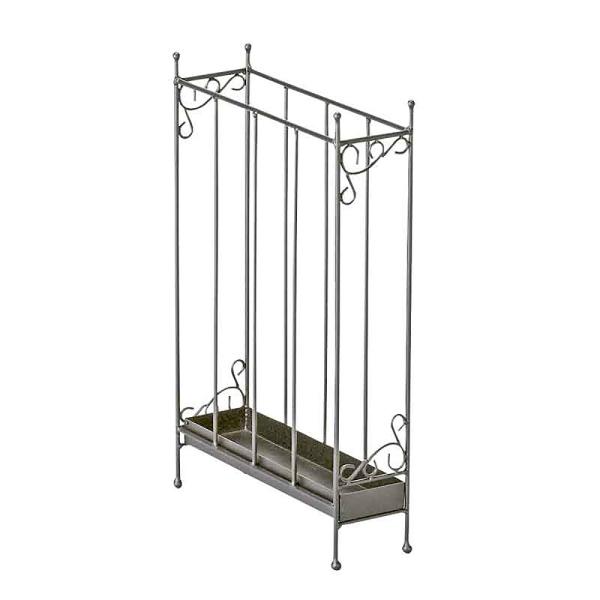 スパニッシュテイストで細い曲線のラインアートが可愛い『DEL SOL（デル・ソル）』シリーズのアンブレラスタンド。幅10.5cmの省スペースなコンパクトサイズで、シューズラックやドアとの隙間などに置けます。折りたたみ傘も掛けられるので便利。...