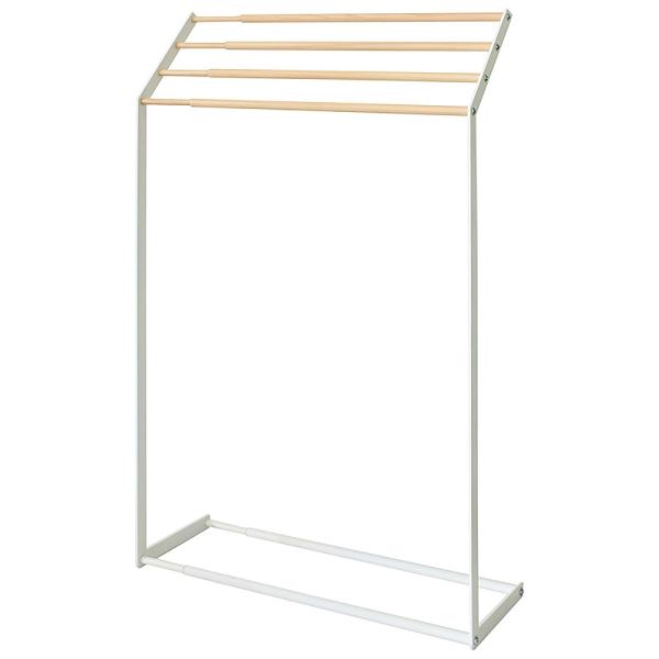 バスタオルやフェイスタオル、バスマットなどがサッと掛けられる、北欧風のシンプルなデザインのタオルスタンド。洗面所やバスルームに置けば、お風呂や洗顔のときにサッと取り出せてすぐに掛けられるのでとっても便利。4本のバーが付いたスタンドは、掛ける...