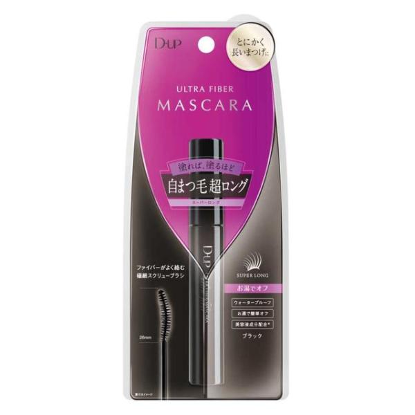 ディーアップ　ウルトラファイバーマスカラ自まつ毛超ロングマスカラ繊細スクリューブラシがファイバーをたっぷり絡ませ、まつ毛1本1本をしっかり伸ばすお湯で簡単オフ長さ5ｍｍのファイバー入りで超ロング効果ディーアップウルトラファイバーマスカラ