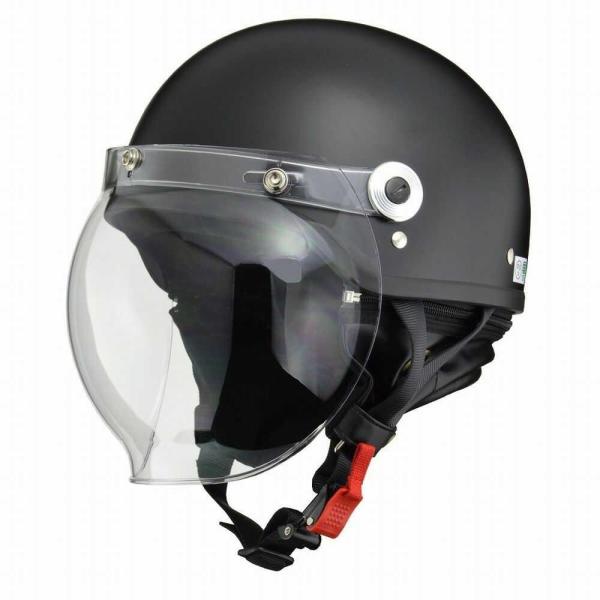 イヤーカバー付きハーフヘルメットに開閉式バブルシールドを装備したモデル。バブルシールドはデザイン性に優れているだけでなく眼鏡やサングラスとの干渉を避け巻き込み風を最小限に抑えます。●開閉式シールドシールド素材は強靭なポリカーボネイトを採用。...