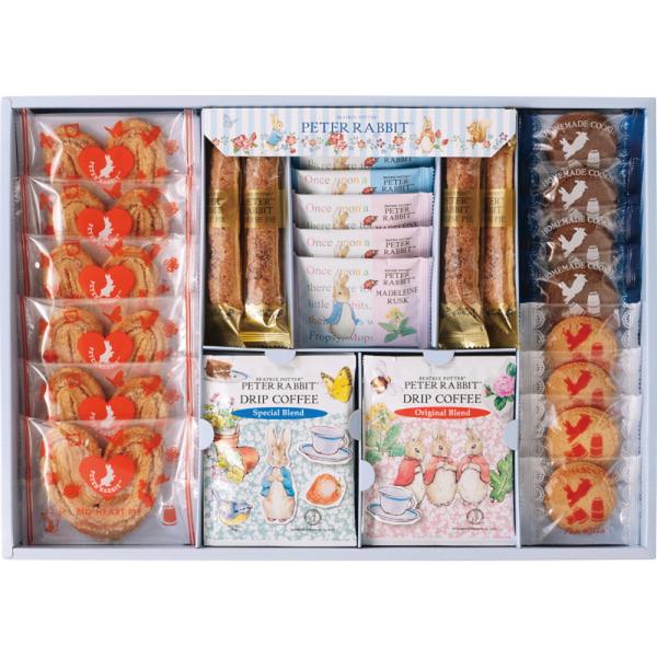 ●スペシャルブレンドコーヒー（ドリップコーヒー）７ｇ×５、オリジナルブレンドコーヒー（ドリップコーヒー）７ｇ×５、プレーンクッキー×４、ココアクッキー×４、チーズスティックパイ×８、ハートパイ×６、バニラマドレーヌラスク×３、ショコラマドレ...