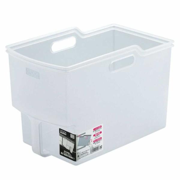 吊り戸棚など高い位置の収納に便利な収納ストッカー。安定感のある太めのハンドル付きで出し入れが簡単です。後部には傾斜がついており取り出し時、上の棚にぶつからずに取り出せるアイデア設計です。側面には両手でも持てる取っ手付きです。スリムタイプです...