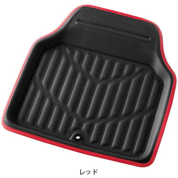 高級感のあるレザー調素材を使用した立体構造のカーマット表生地は抗菌防臭加工済みで菌の増殖を抑制。3D構造の適度な深さが泥やホコリをしっかりキャッチします。裏面には強力ノンスリップ素材を採用しているので運転中のズレを防ぎます。別売りのマットフ...