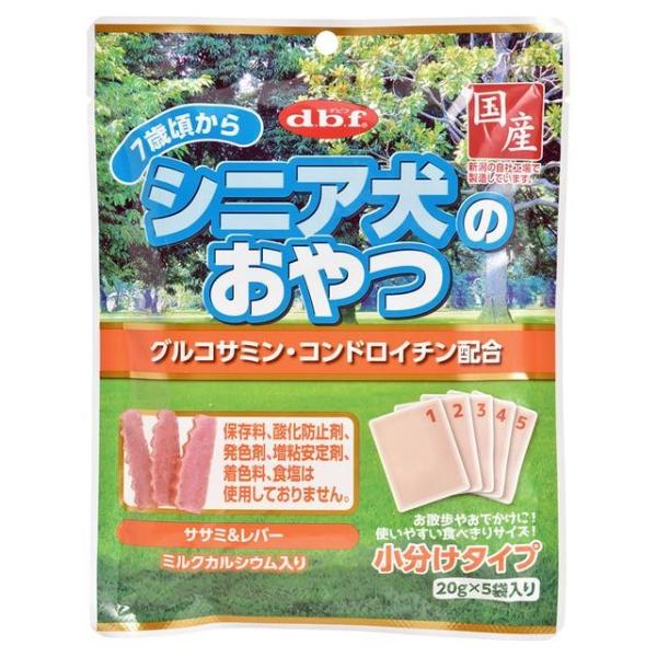鶏ささみと鶏レバーをベースに、好みのサイズに簡単にちぎれるやわらかさに仕上げたシニア犬用スナックです。20ｇの少量パックなので、持ち歩きにも便利です。７歳頃からのシニア犬の健康に配慮して、グルコサミン・コンドロイチンとミルクカルシウム、鶏レ...