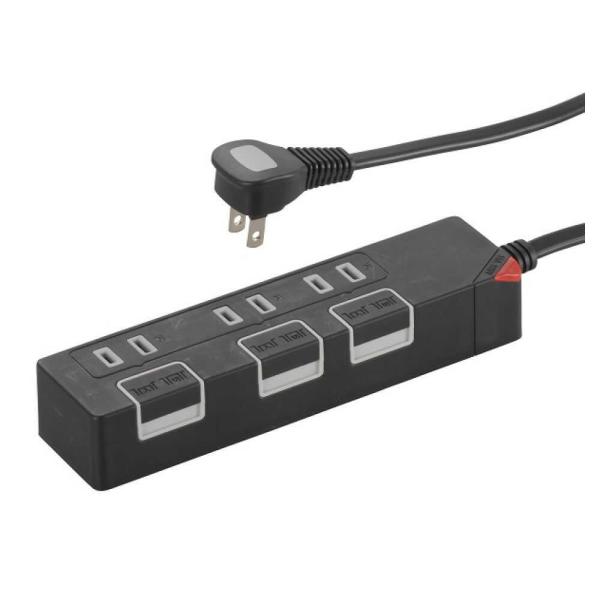 ●カラーが選べるインテリアタップ●押しボタン式省エネスイッチ●絶縁カバー付きL型プラグ●丈夫な二重被ふくコード