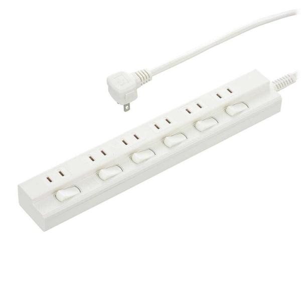 ●個別スイッチで待機電力をカット●ランプレス個別スイッチでスイッチランプを省いてさらに節電●コンセント周りに熱に強いPBT樹脂使用の難燃・耐熱ボディ●丈夫な二重被ふくコード●壁に沿ってすっきり配線できるL型プラグ（耐トラッキング絶縁カバーつき）