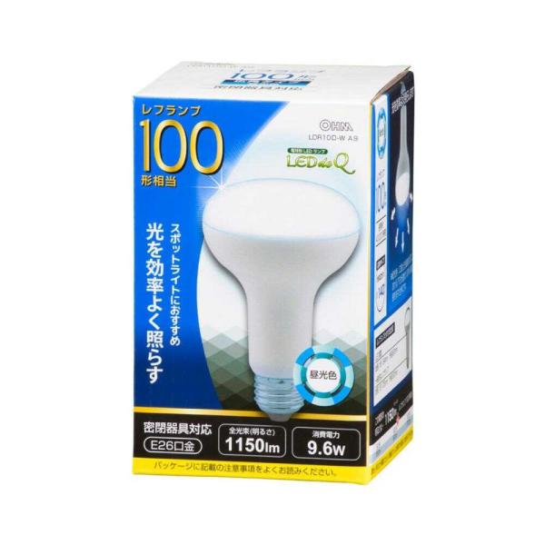 ●消費電力9.6Wでレフランプ100形相当の明るさ●光を効率よく照らすので、スポットライトにおすすめです●光りが約140°広がる広角タイプ●密閉器具対応●昼光色
