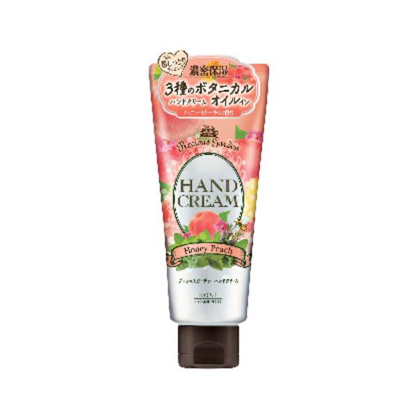 「オーガニック植物抽出成分」＆「天然香料」を使用したハンドクリーム。３　種のボタニカルオイルを新配合し、濃密保湿でうるおい持続、やわらかな手肌に。甘く愛らしいハニーピーチの香り。