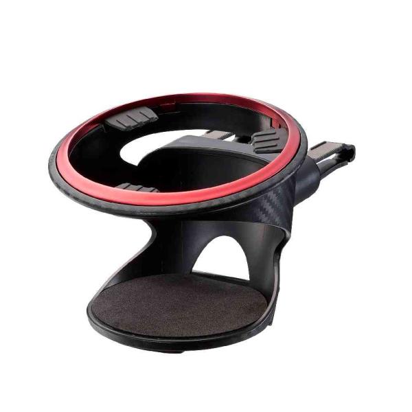 ●シンプルでスタイリッシュなエアコン取付けのドリンクホルダーです。●スポーティなカーボン調で、室内空間に上質な雰囲気を演出します。●3点でソフトにサポートするラバーが安定感を高め振動音も抑えます。●コンビニコーヒー、太缶、細缶、600mlペ...